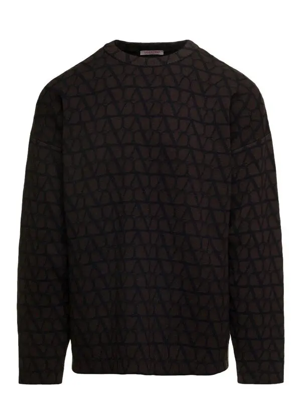 Valentino Garavani Toile Iconographe Crewneck Knitted Jumper - Black