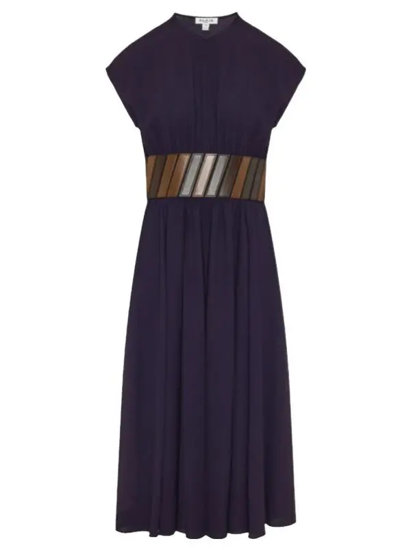 Alaïa Pleated Midi Dress With Belt - Black