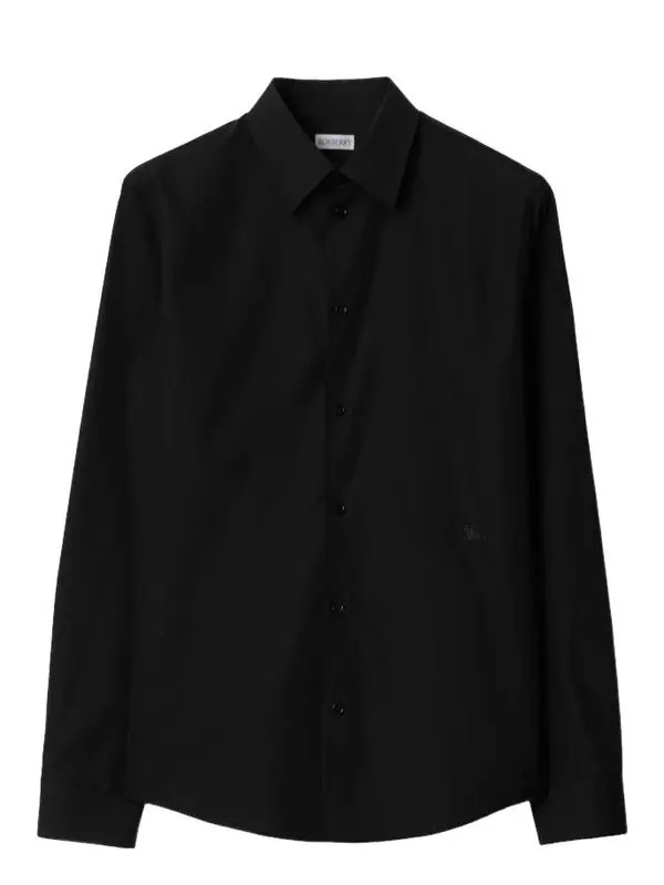 Burberry Long Sleeved Slim Fit Shirt - Black