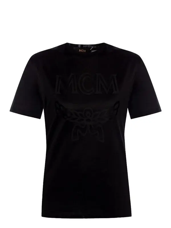 Mcm Logo Printed Round Neck T-shirt - Black