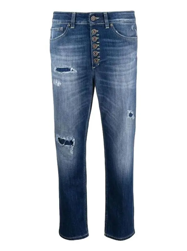 DONDUP Cropped Distressed Jeans - Blue