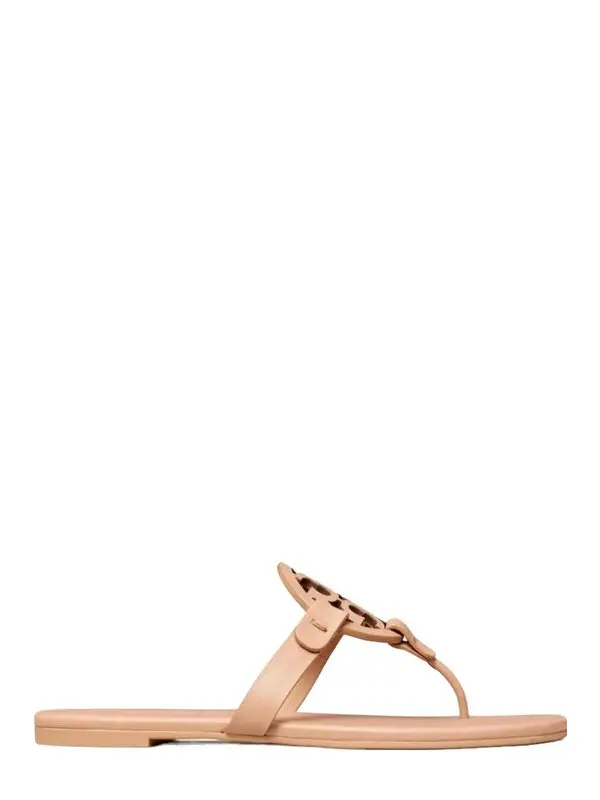 Tory Burch Miller Logo Plaque Flat Sandals - Nude