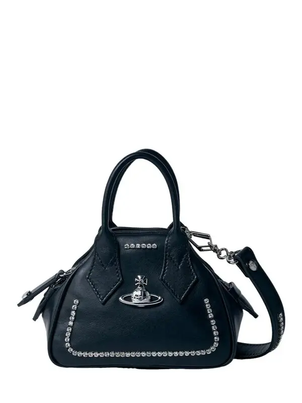 VIVIENNE WESTWOOD Mini Yasmine Handbag With Logo Plaque - Black