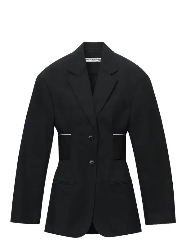 Alexander Wang Logo-print Elasticated-waist Blazer - Black