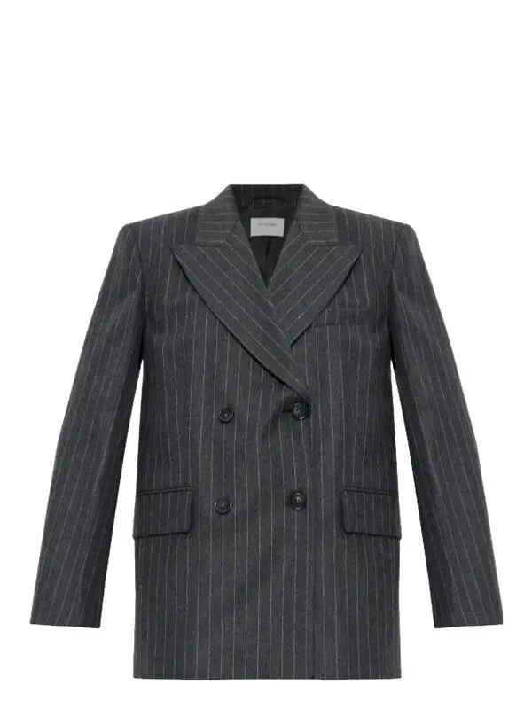 Sportmax Belford Pinstripe Double Breasted Blazer - Grey