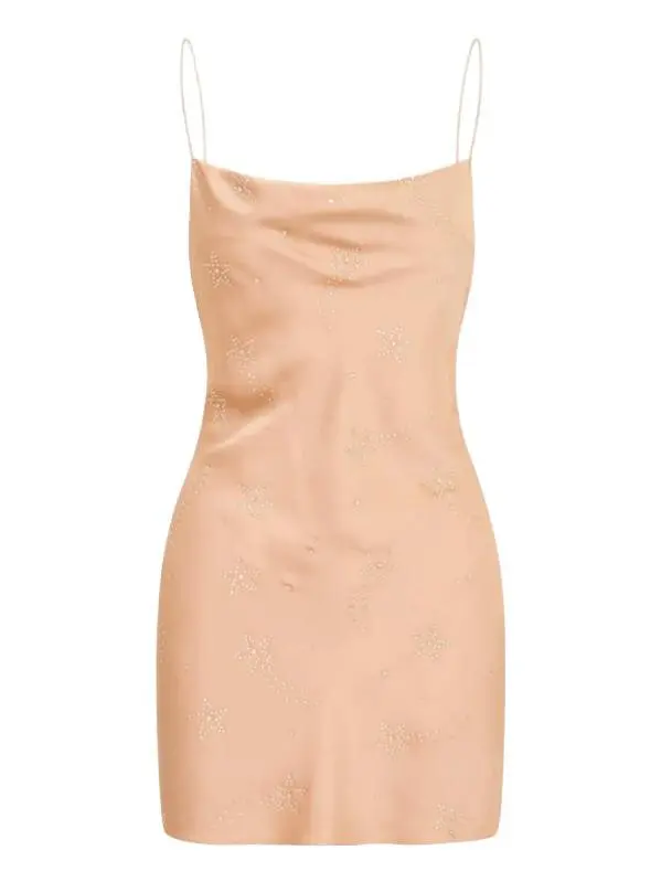 LoveShackFancy Kalora Embellished Slip Dress - Star Flame Gold