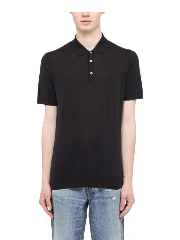 DRUMOHR Fine Knit Polo Shirt - Black