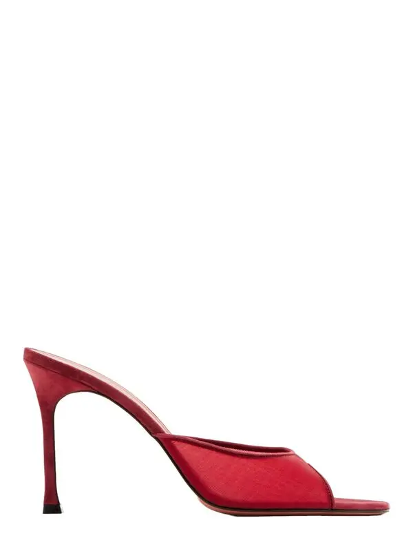 Amina Muaddi Alexa Mesh Mules - Red