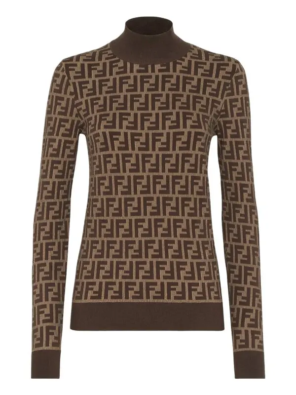 Fendi Monogrammed Knitted Jumper - Brown