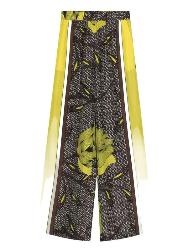 P.a.r.o.s.h Floral Print Silk Trousers - Black