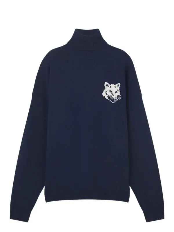 Maison Kitsuné Fox Head Intarsia Knit Jumper - Black