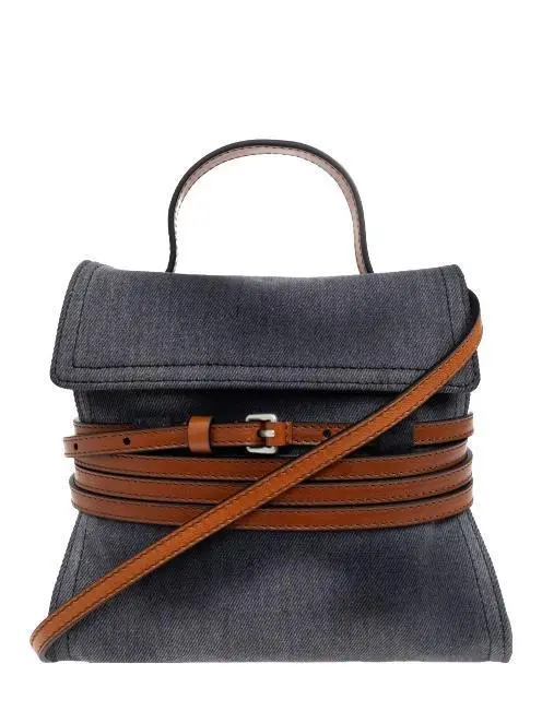Moschino Tie Me Belted Mini Top Handle Bag - Black