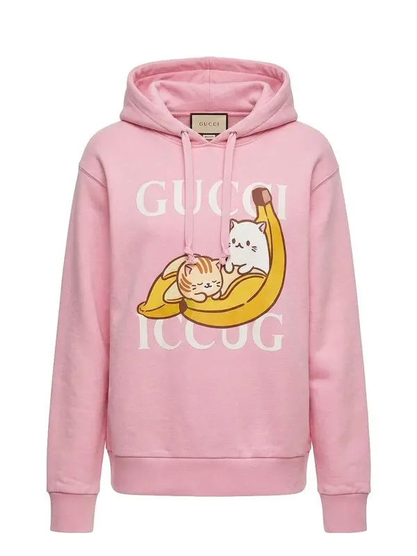 Gucci Printed Hoodie - Pink