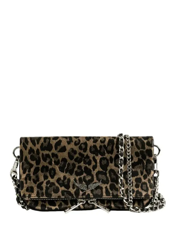 Zadig&Voltaire Rock Nano Metallic Leopard Printed Pouch Bag - Silver