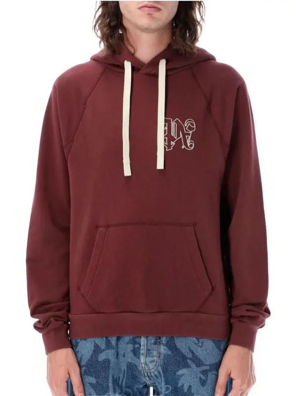 Palm Angels Pa Monogram Embroidered Drawstring Hoodie - Red