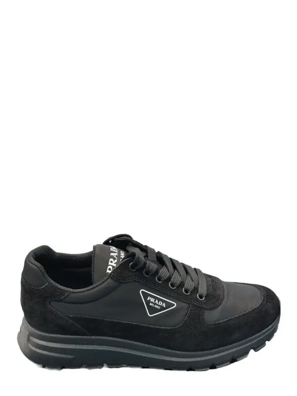 Prada Round-toe Lace-up Sneakers - Black