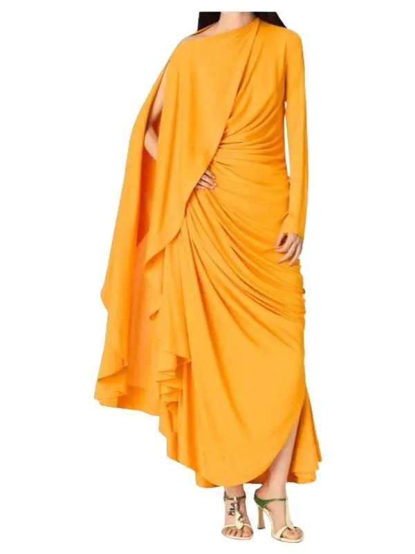 Bottega Veneta Viscose Jersey Draped Dress - Orange