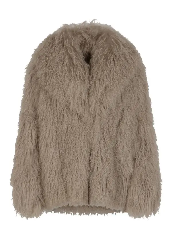 YVES SALOMON Textured Faux Fur Coat - Gray