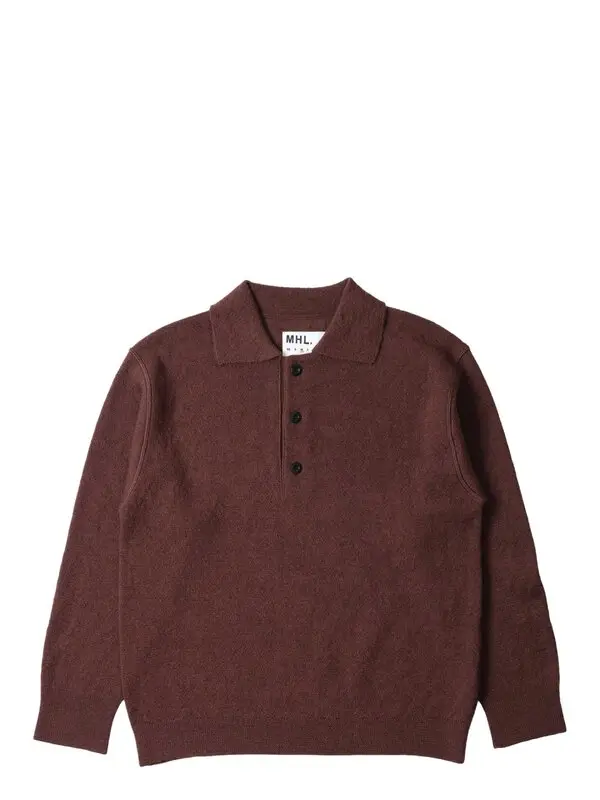 MARGARET HOWELL Mhl. Oversized Knitted Polo - Dark Brown