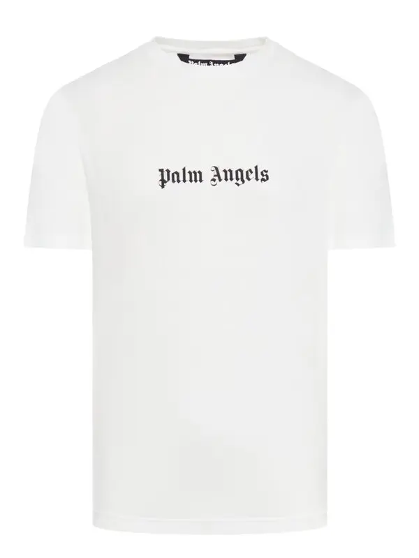 Palm Angels Logo Printed Crewneck T-shirt - White