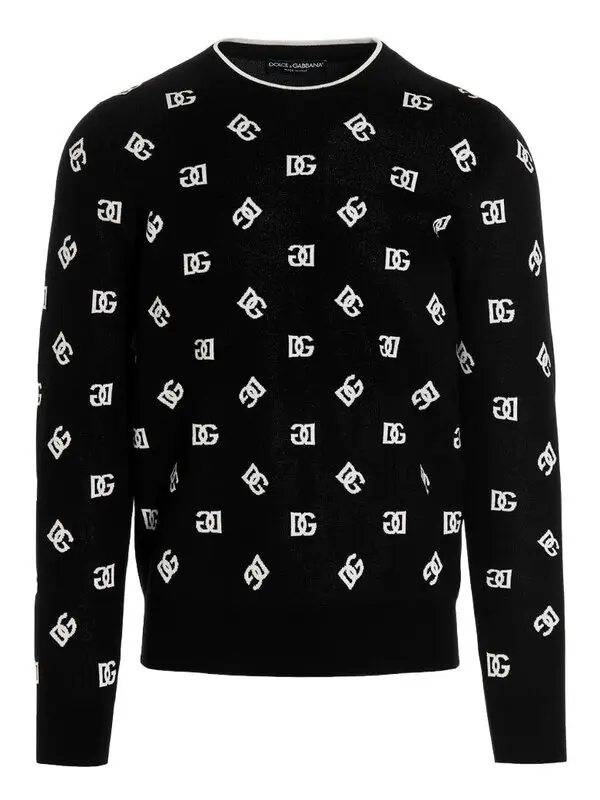 Dolce & Gabbana Dg Intarsia Knit Crewneck Sweater - Black