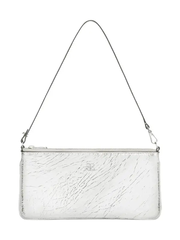 COURREGES Zipped Top Handle Shoulder Bag - Silver