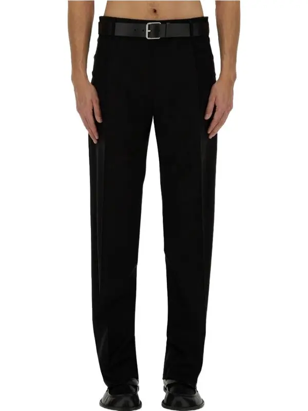 Moschino Pleated Front Casual Pants With Pockets And Belt Detail - Black