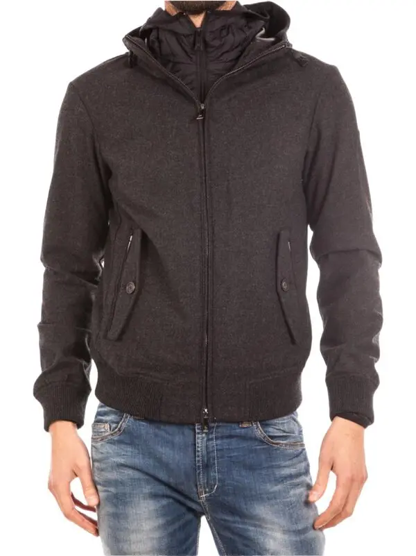 Emporio Armani Long Sleeve Casual Jacket With Hood - Grey