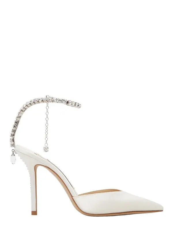 JIMMY CHOO Saeda 100 Embellished Stiletto Sandals - Ivory / Crystal