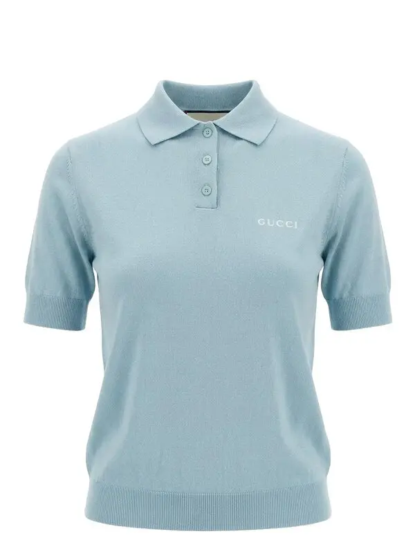 Gucci Regular Fit Short-sleeved Polo Shirt With Logo - Light Blue