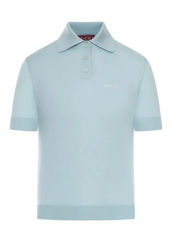 Gucci Regular Fit Short-sleeved Polo Shirt With Logo - Light Blue