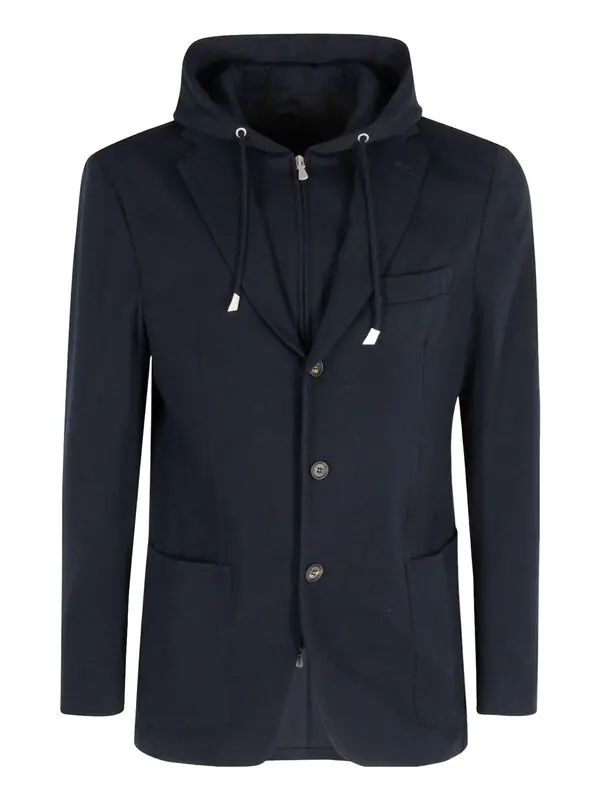 Eleventy Detachable Hood Zipped Jacket - Black