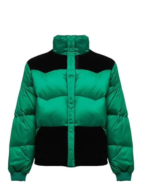 Marni Ripstop Down Jacket With Velvet Inlays - Green