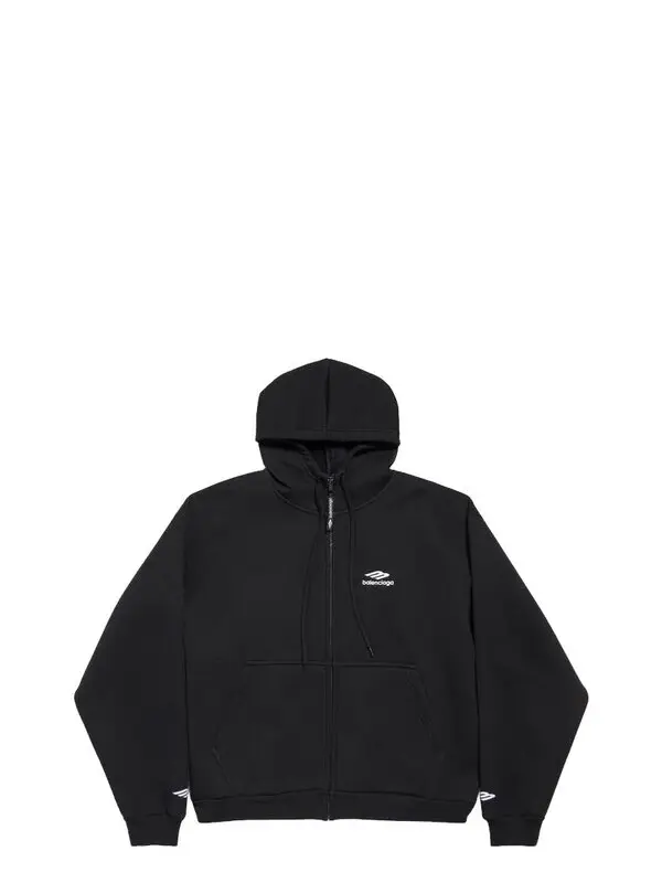 Balenciaga 3b Sports Icon Zip-up Hoodie - Black