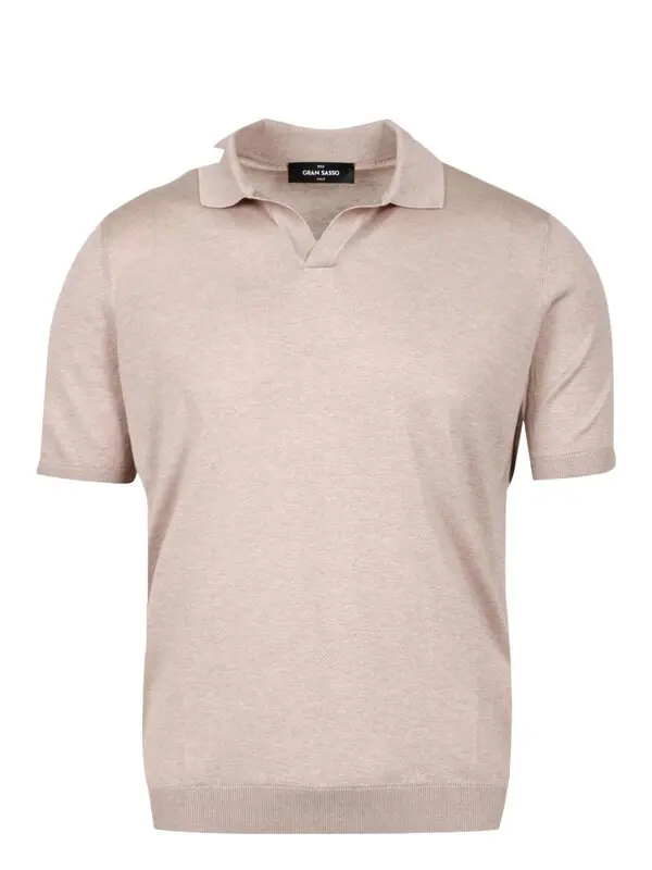 GRAN SASSO Short Sleeved Knitted Polo Shirt - Nude