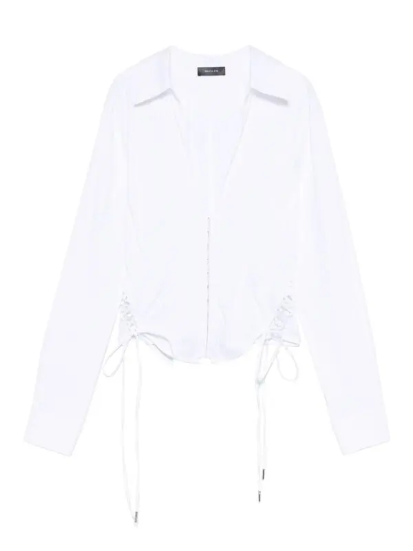 MUGLER Zip-up Front Tie Shirt - White