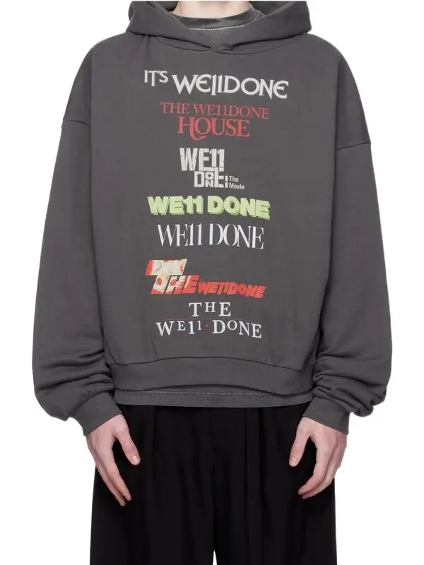 We11Done Graphic Hooded Sweatshirt - Grey