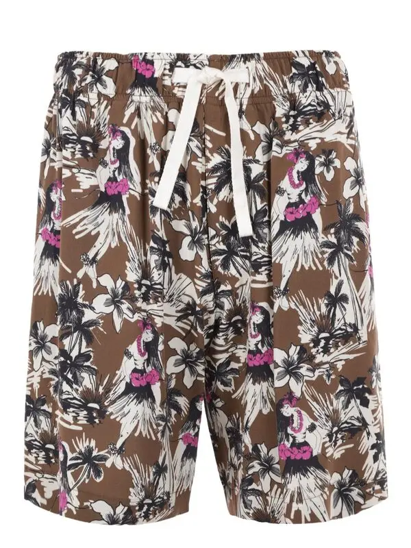 Palm Angels Hula Printed Drawstring Shorts - Multicolor