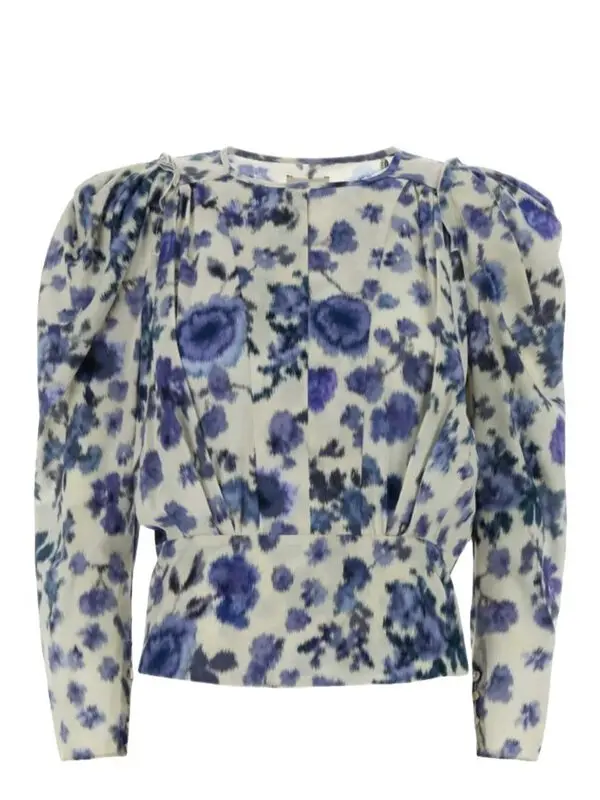 Isabel Marant Étoile Zarga Printed Floral Long Sleeve Top - Blue