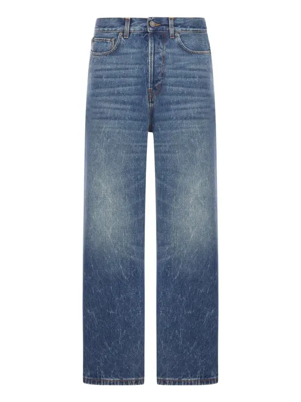 HAIKURE Five-pocket Whiskered Jeans - Blue