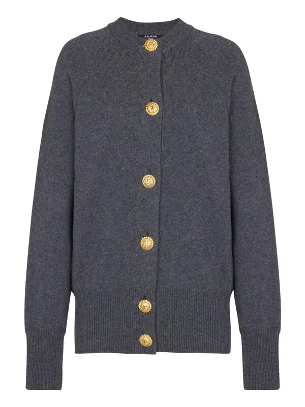 Balmain Buttoned Crewneck Cardigan - Grey