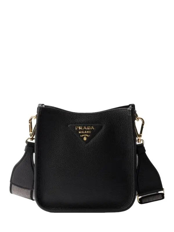 Prada Logo Plaque Crossbody Bag - Black
