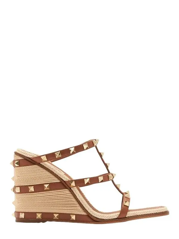 Valentino Garavani Rockstud Wedge Heeled Sandals - Brown