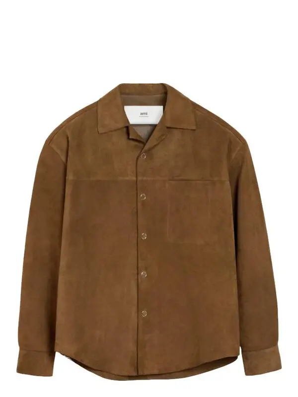 Ami Embossed De Cour Shirt Jacket - Hazelnut Color