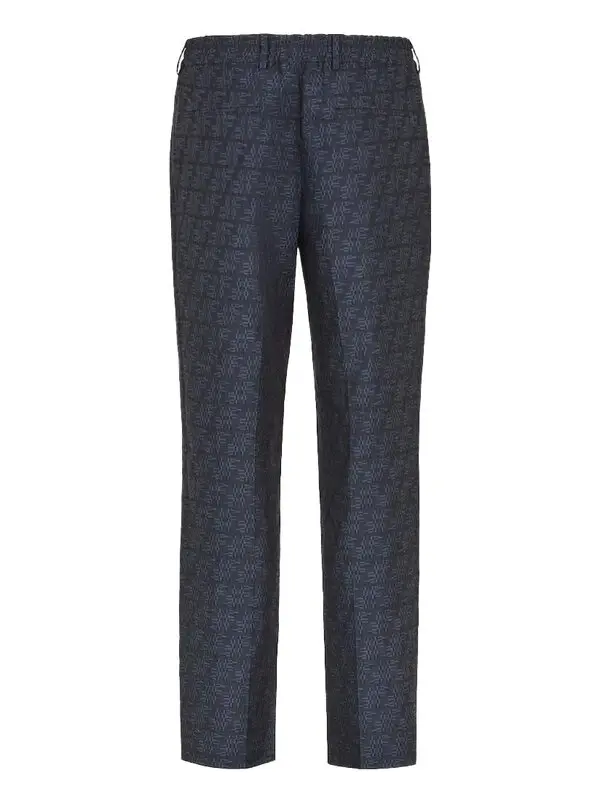Fendi Ff Labyrinth Jacquard Tailored Trousers - Blue