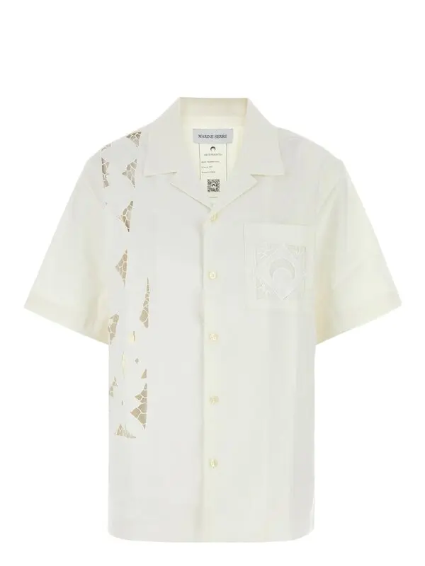 MARINE SERRE Notched Collar Bowling Shirt - White