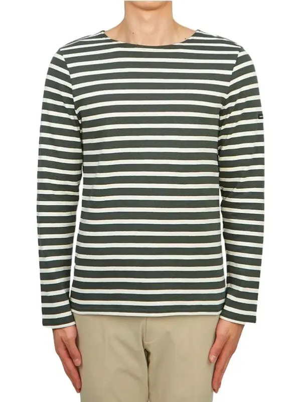 Saint James Striped Graphic T-shirt - Black