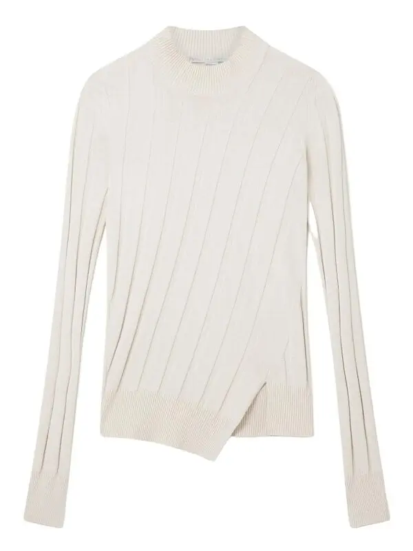 Stella McCartney Ribbed Asymmetrical Hem Knit Jumper - White