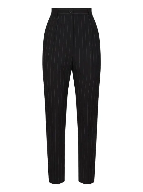 Dolce & Gabbana Pinstriped High-waisted Trousers - Black