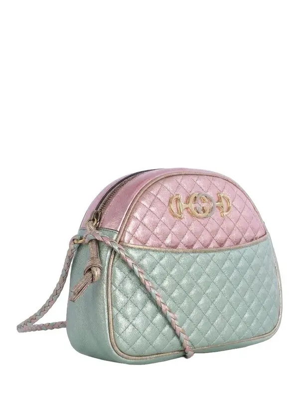 Gucci Quilted Shoulder Bag With Woven Straps - Multicolor